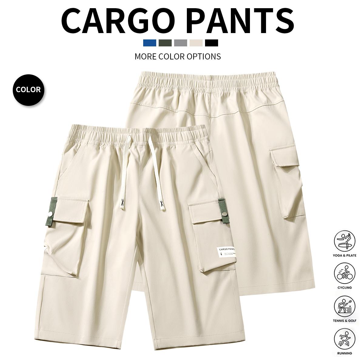 Men's 4-Pack Work Cargo Pants, Menswear, Drawstring Elastic Waisted ...