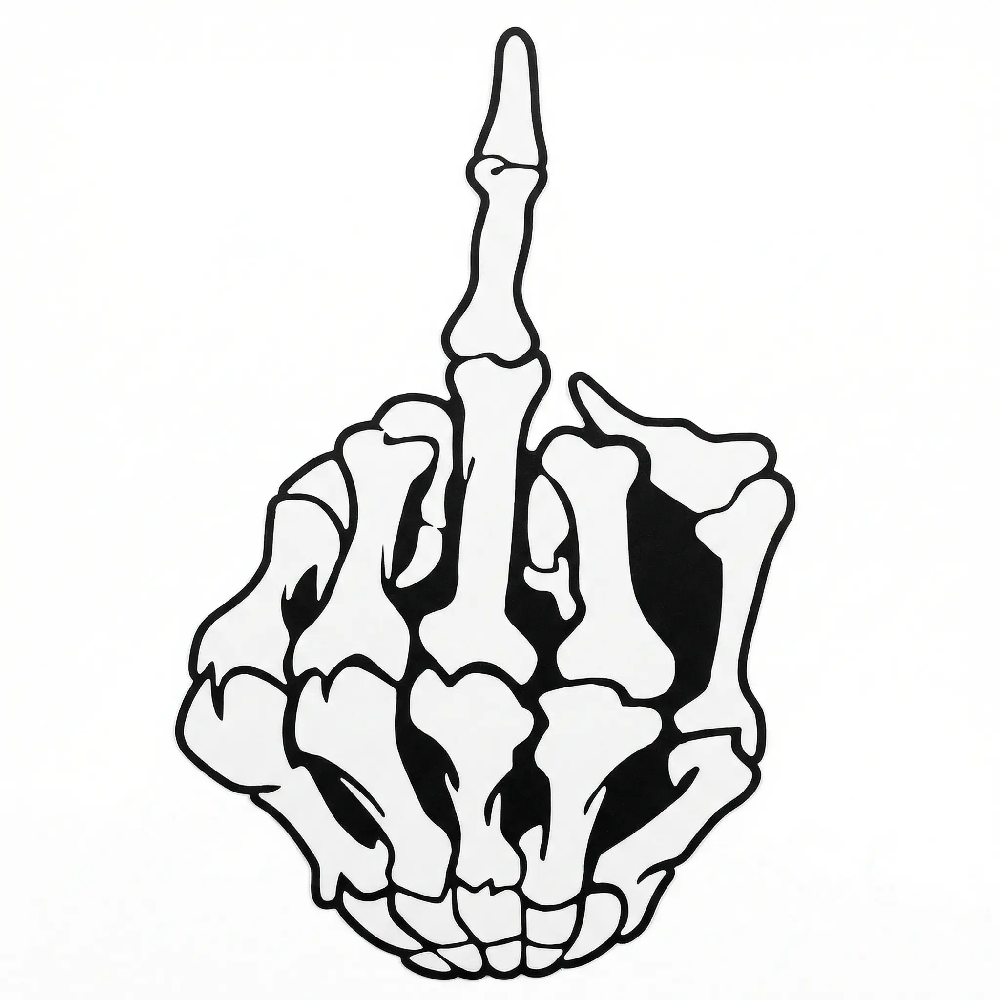 Skull Skeleton Bone Middle Finger Flipping Off Car Decal Sticker ...