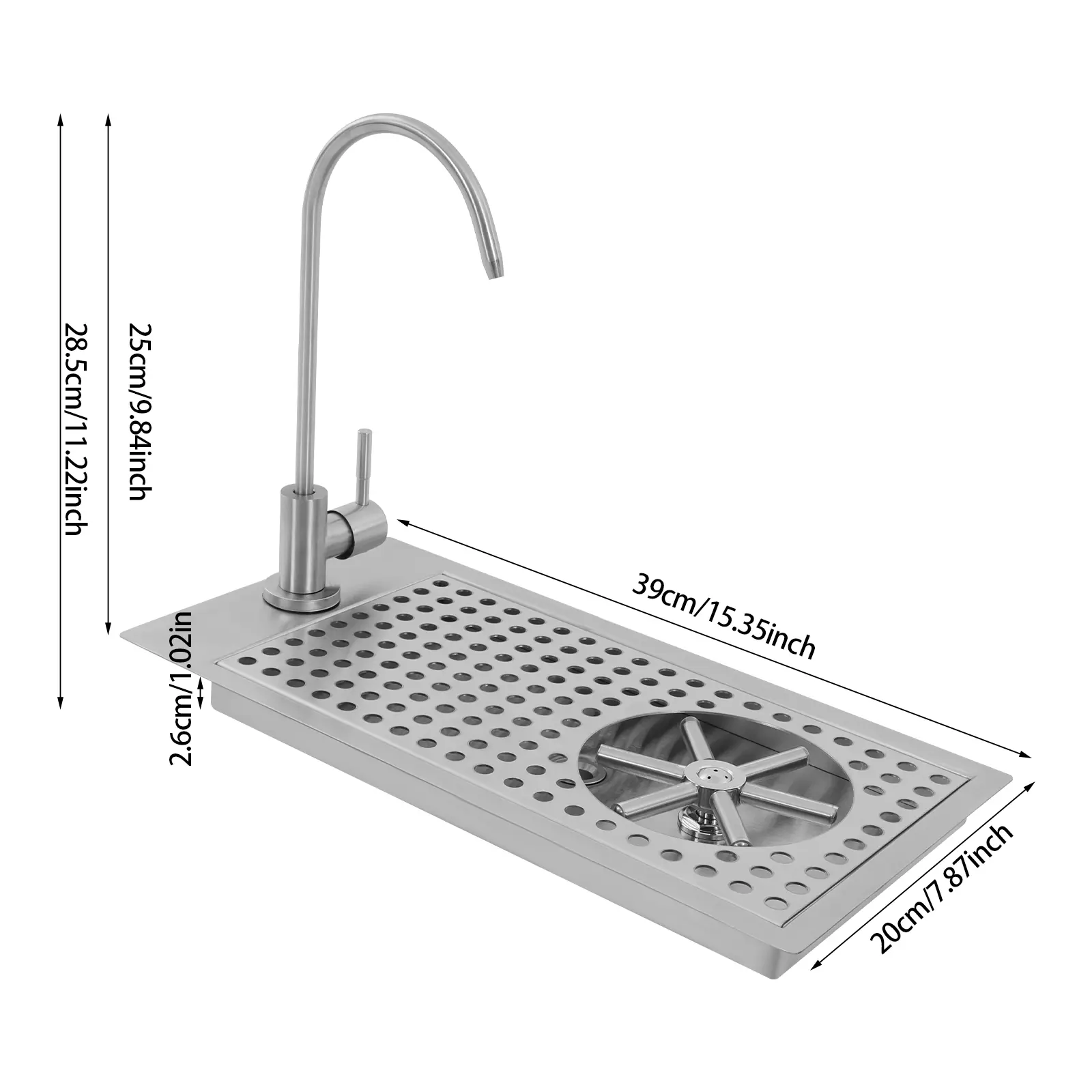 CNCEST 304 Stainless Steel Modern Commercial Cup Washer Kitchen Sink ...