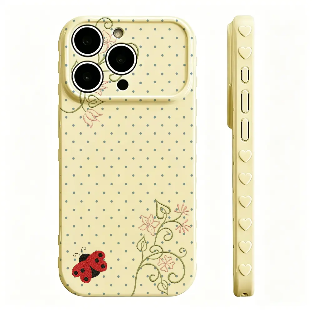 Love Ladybug Flower Dot TPU Phone Case for iPhone 17/16/15/14/Purple ...